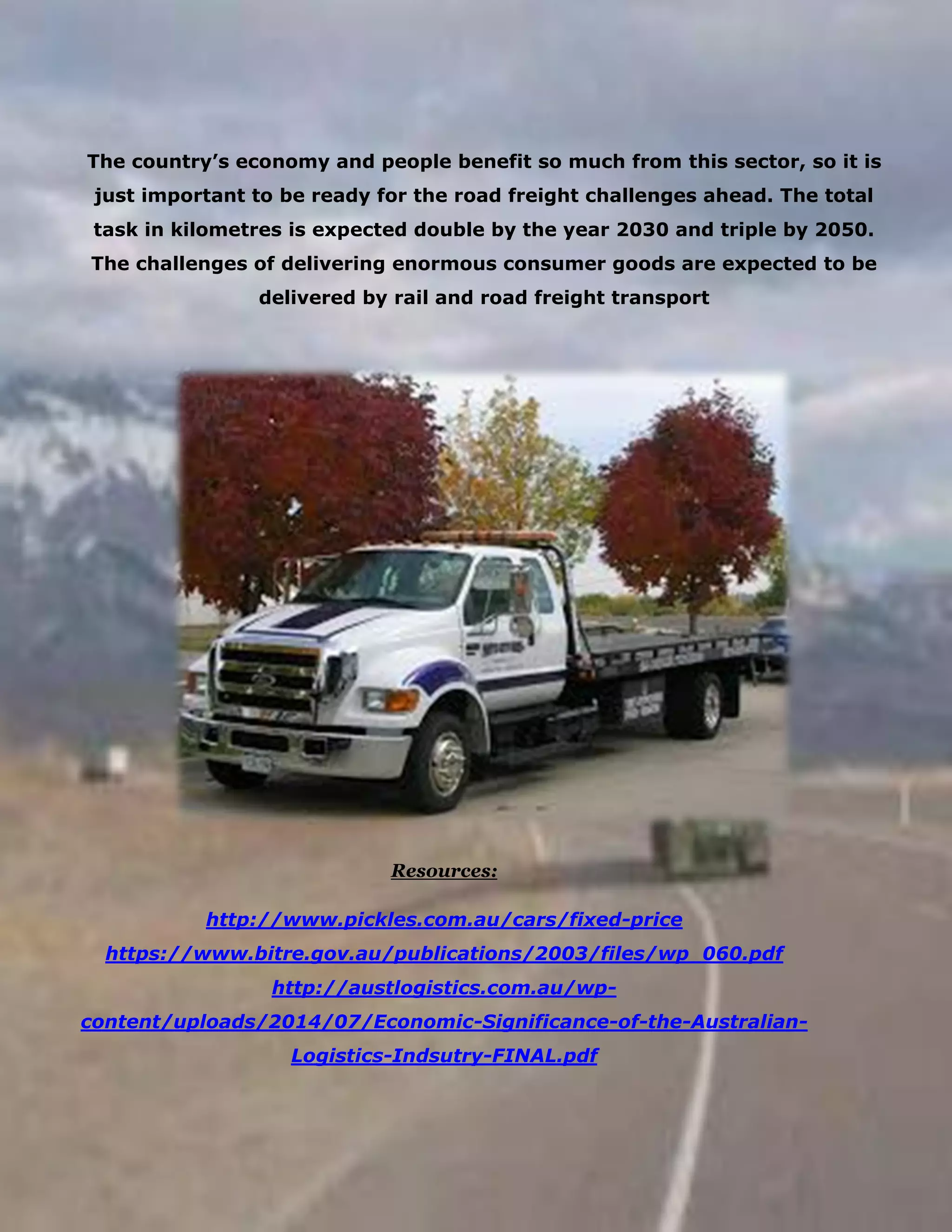 The role of road freight sector in australia | PDF