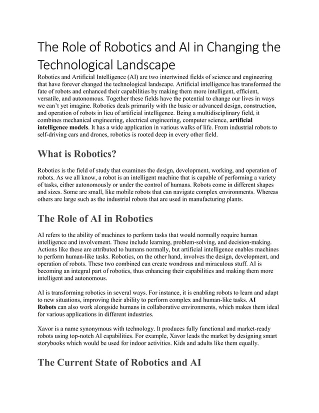 The Role of Robotics and AI in Changing the Technological Landscape.docx