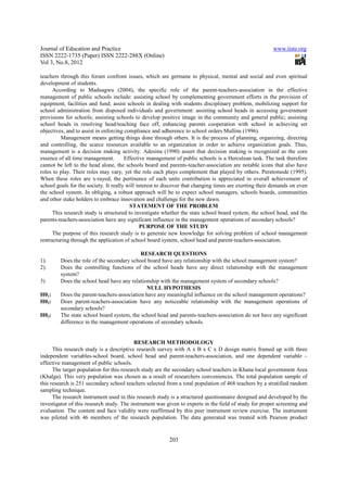 The role of school board, school heads and parent teachers association ...