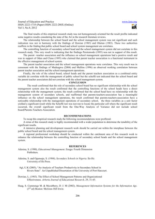 The role of school board, school heads and parent teachers association in the effective ...