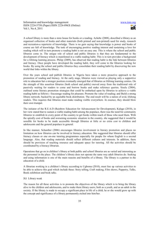 The role of schools and public libraries in promoting reading habit ...