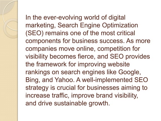 "SEO: The Backbone of Digital Marketing Success" | PPT