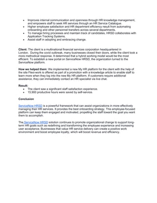 HRSD - The Role of ServiceNow HRSD in Driving Organizational Change and ...