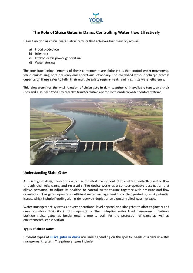 Sluice Gates in Dams: Efficient Water Flow Control | PDF