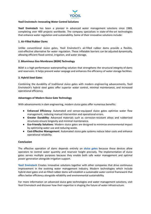 Sluice Gates in Dams: Efficient Water Flow Control | PDF