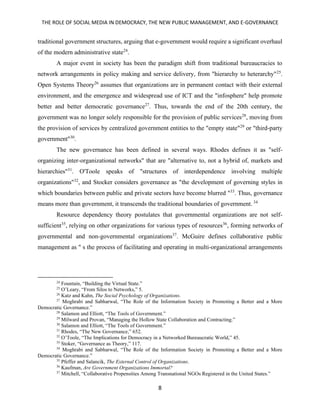 The Role of Social Media in Democracy, New Public Management and e-Governance | PDF