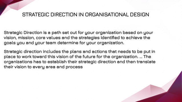 The role of strategic direction in organisational design | PPT