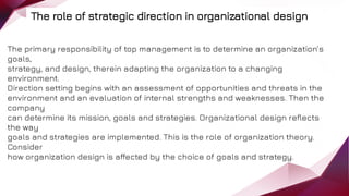 The role of strategic direction in organisational design | PPT