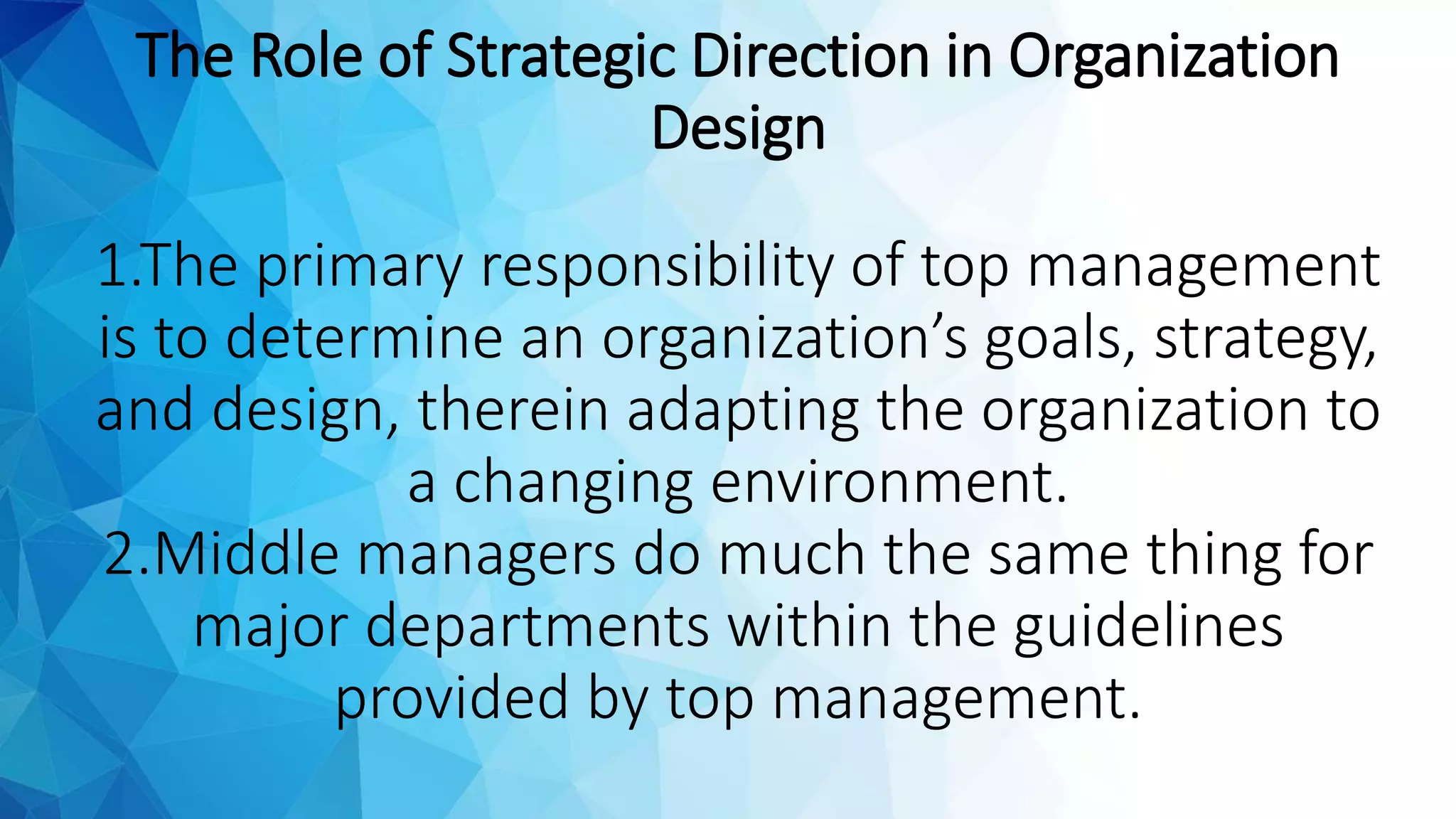 The role of strategic direction in organization design | PPT