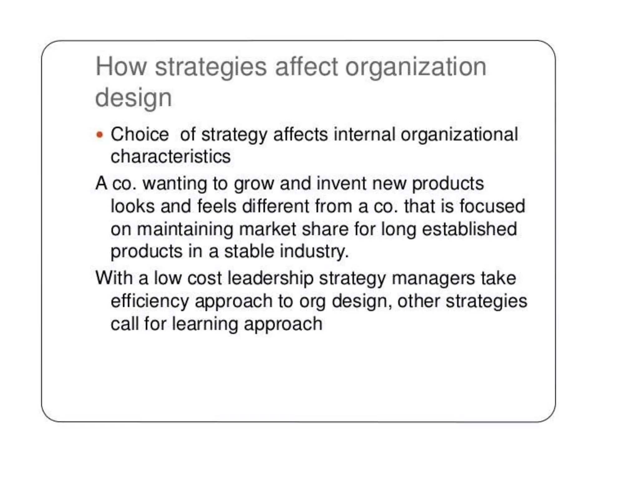 The role of strategic direction in organization design | PPT
