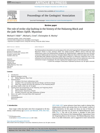 The Role of Strike Slip Faulting in the History of the Hukawng Block ...