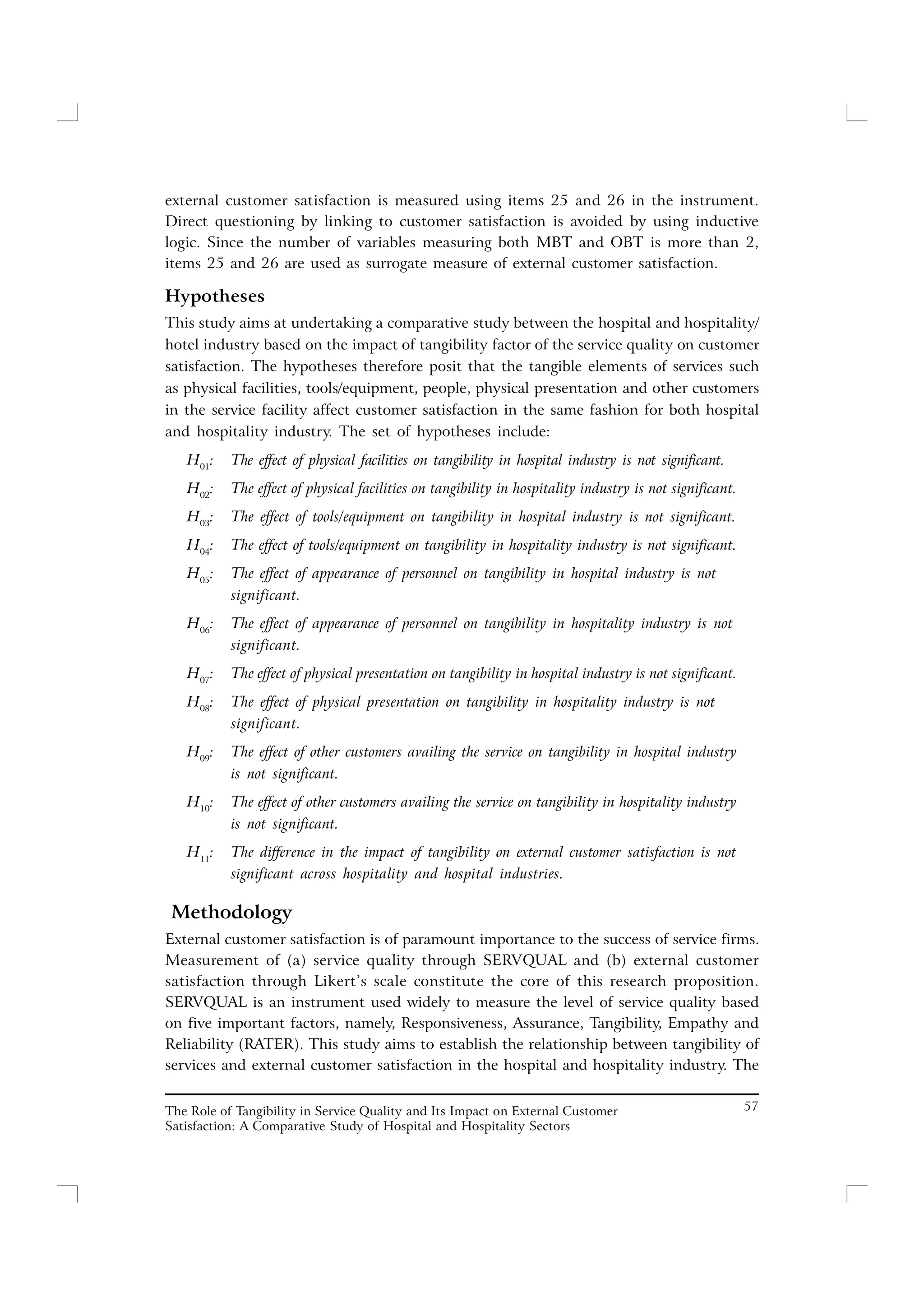 The role of tangibility in service quality | PDF