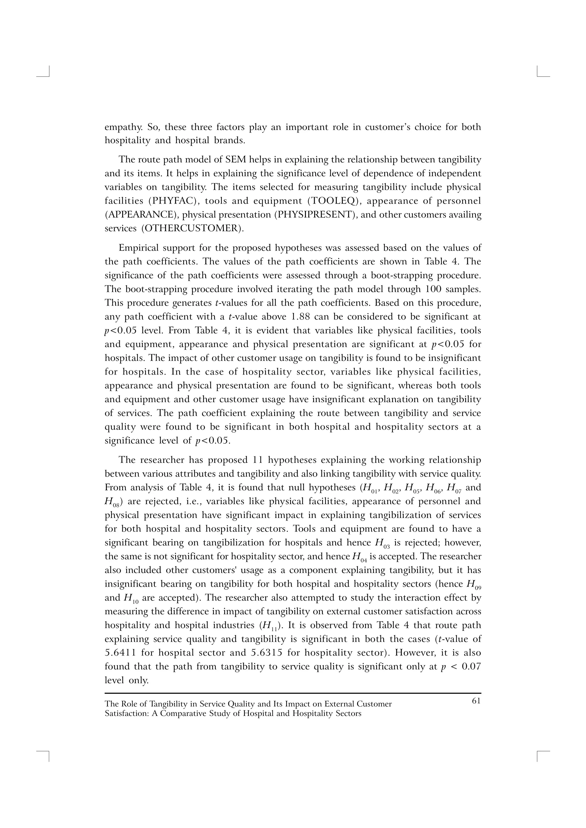 The role of tangibility in service quality | PDF