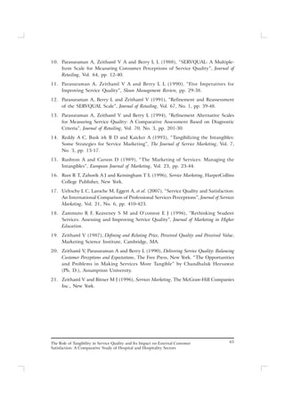 The role of tangibility in service quality | PDF