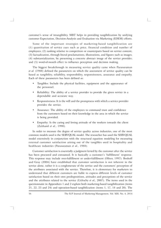 The role of tangibility in service quality | PDF