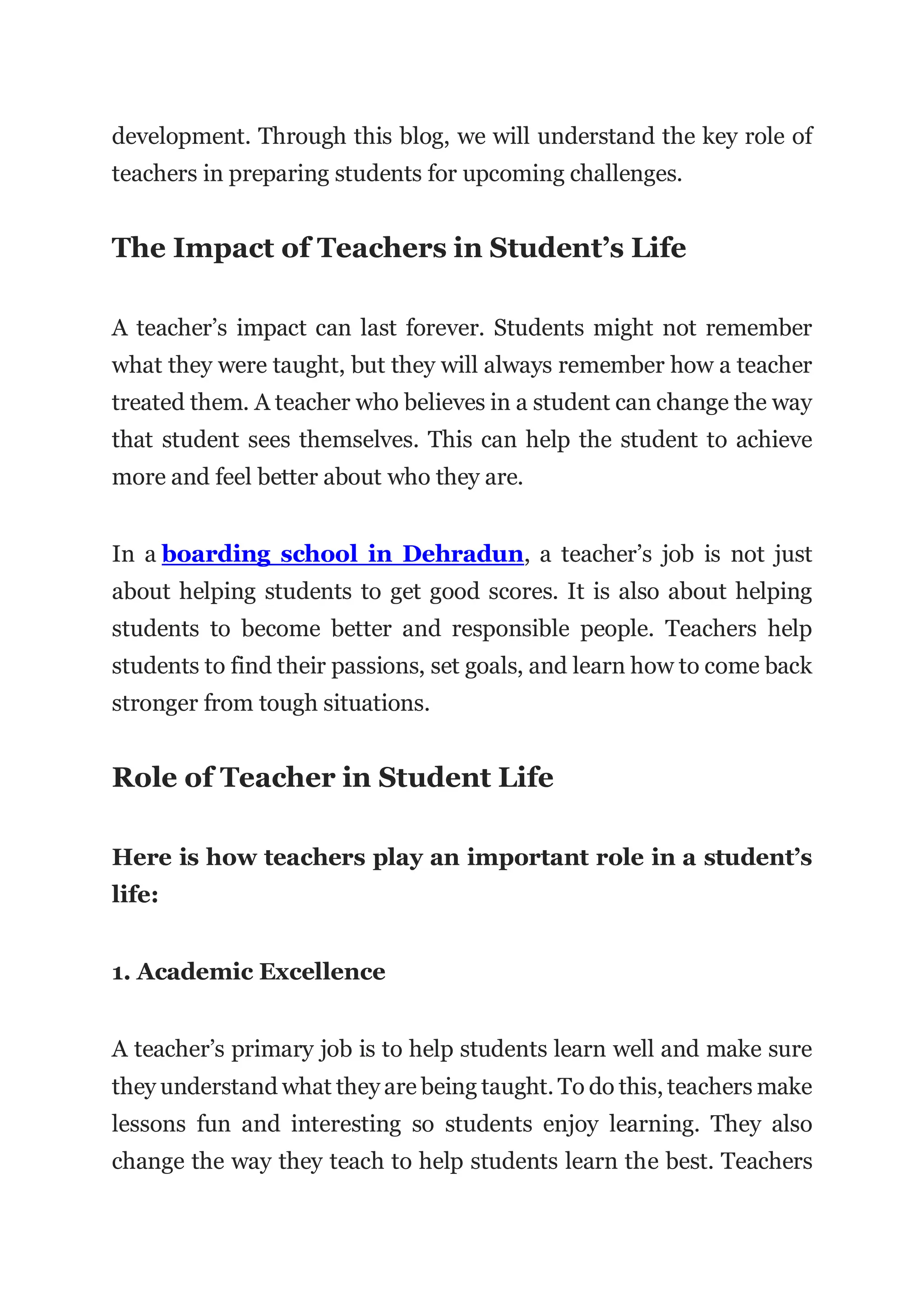 The Role of Teacher in Student Life — A Pillar of Academic and Personal ...
