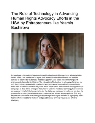 The Role of Technology in Advancing Human Rights Advocacy Efforts in the USA by Entrepreneurs ...