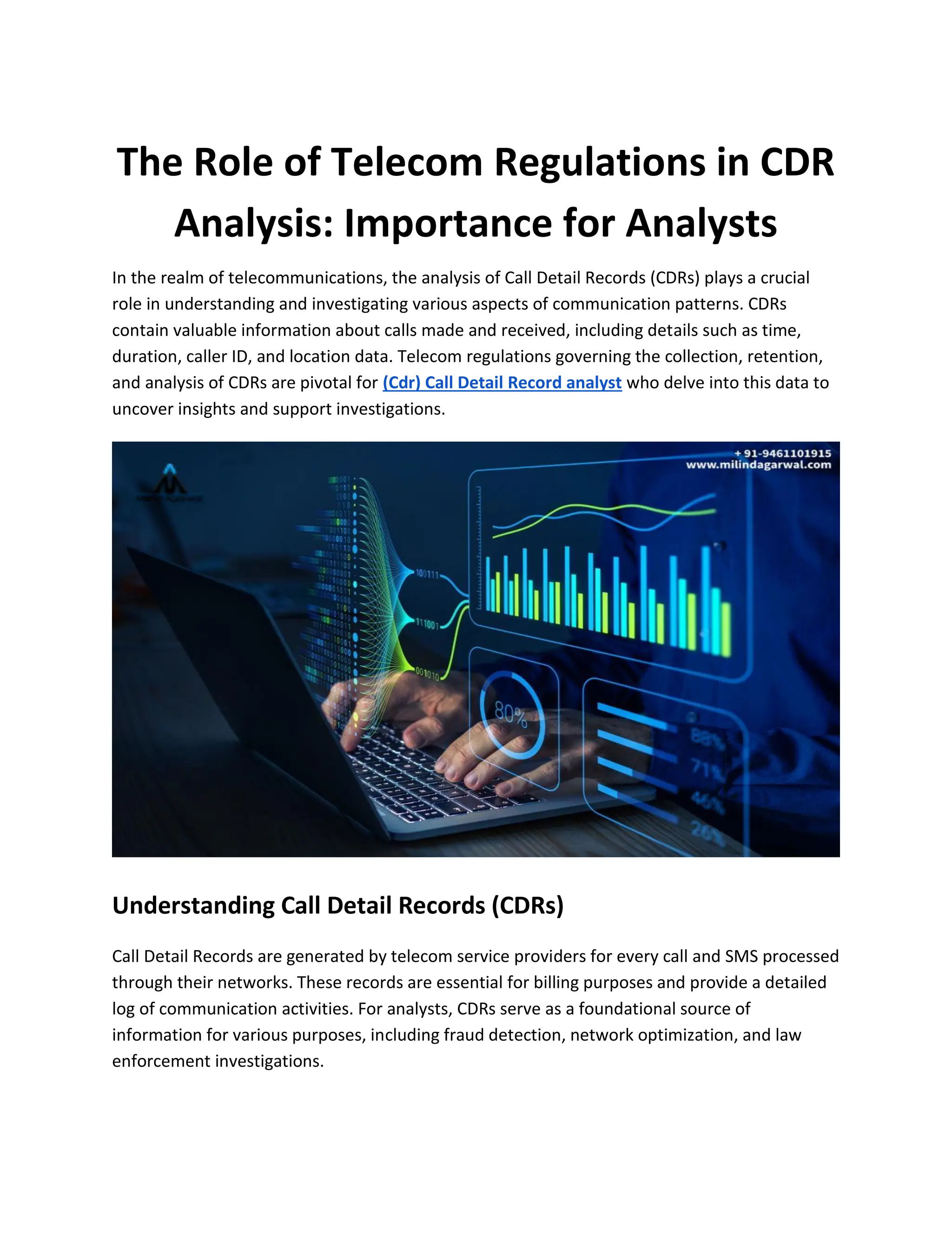 The Role of Telecom Regulations in CDR Analysis: Importance for ...