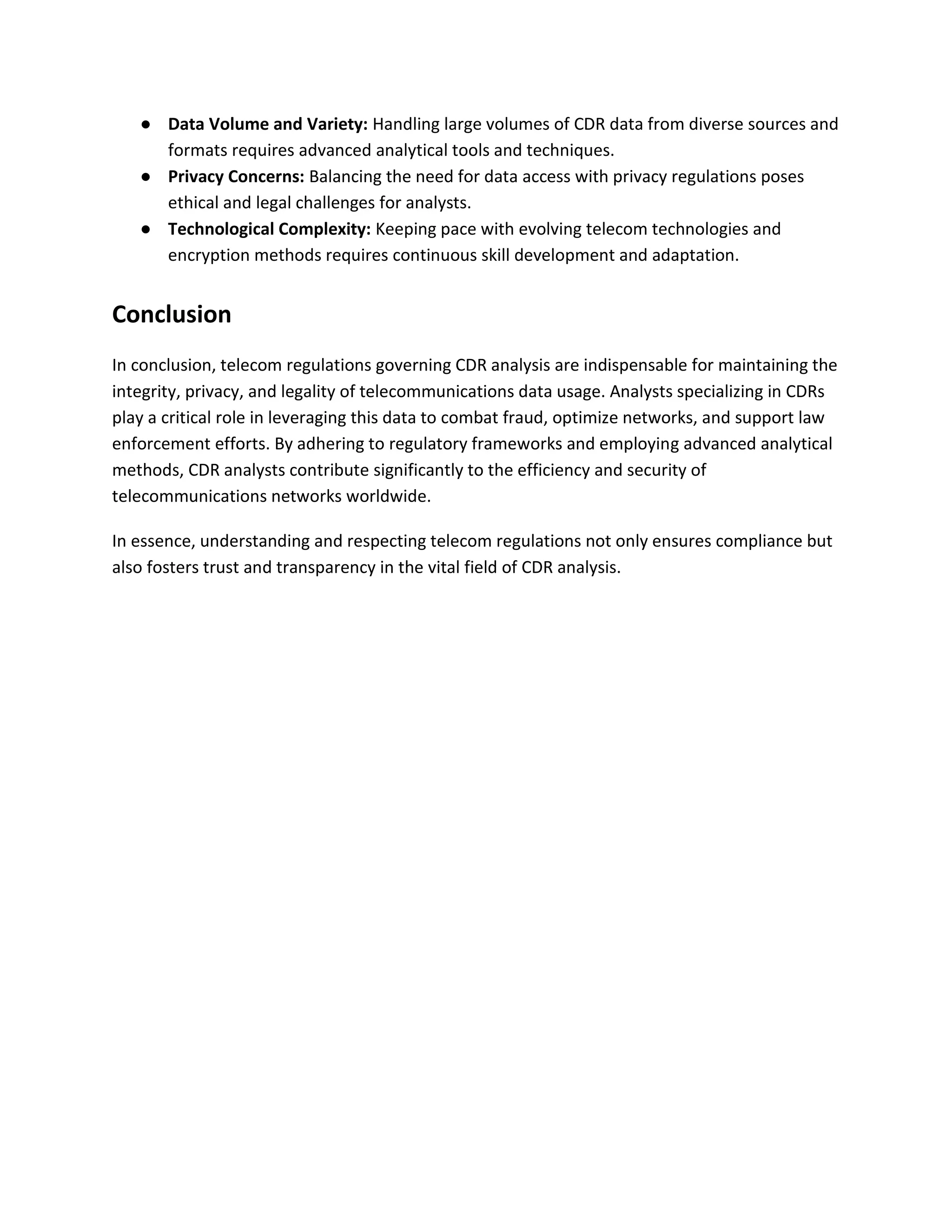 The Role of Telecom Regulations in CDR Analysis: Importance for ...