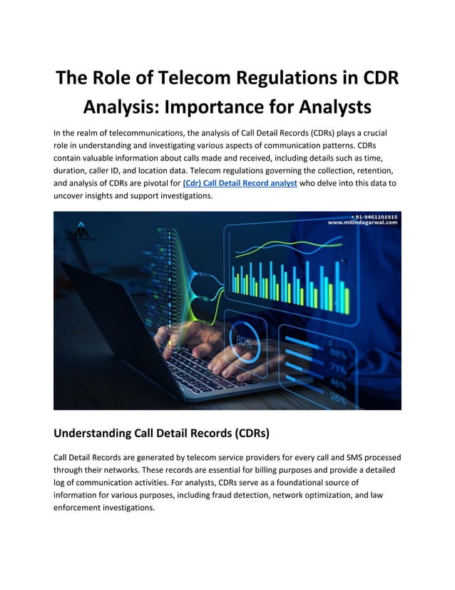 The Role of Telecom Regulations in CDR Analysis: Importance for ...