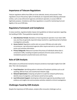 The Role of Telecom Regulations in CDR Analysis: Importance for ...