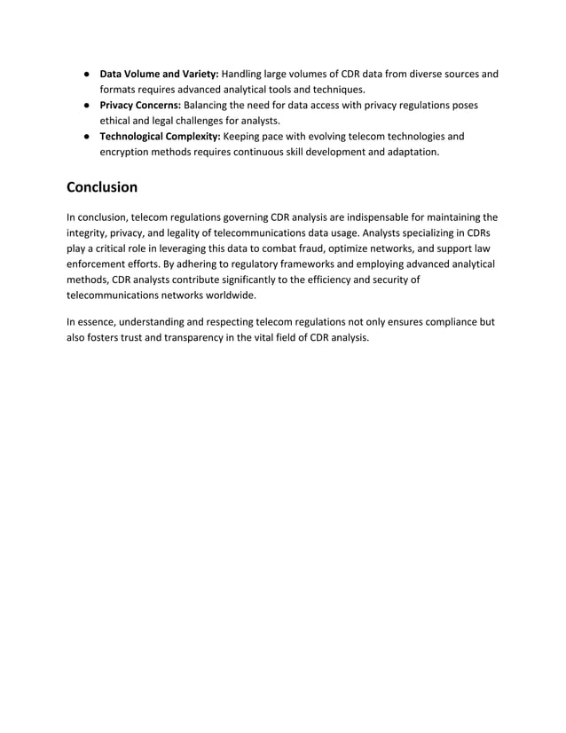 The Role of Telecom Regulations in CDR Analysis: Importance for ...