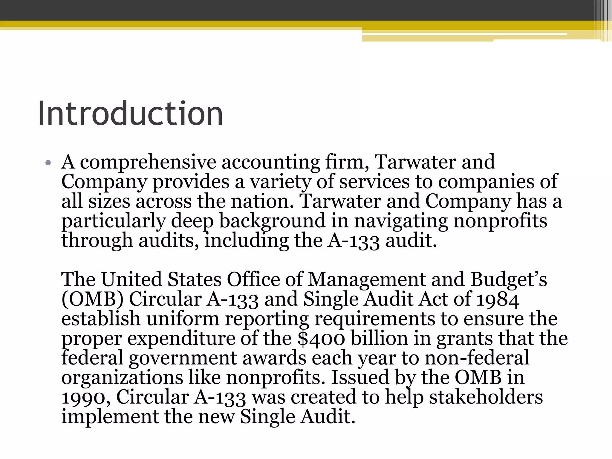 The Role of the A-133 Audit | PPT