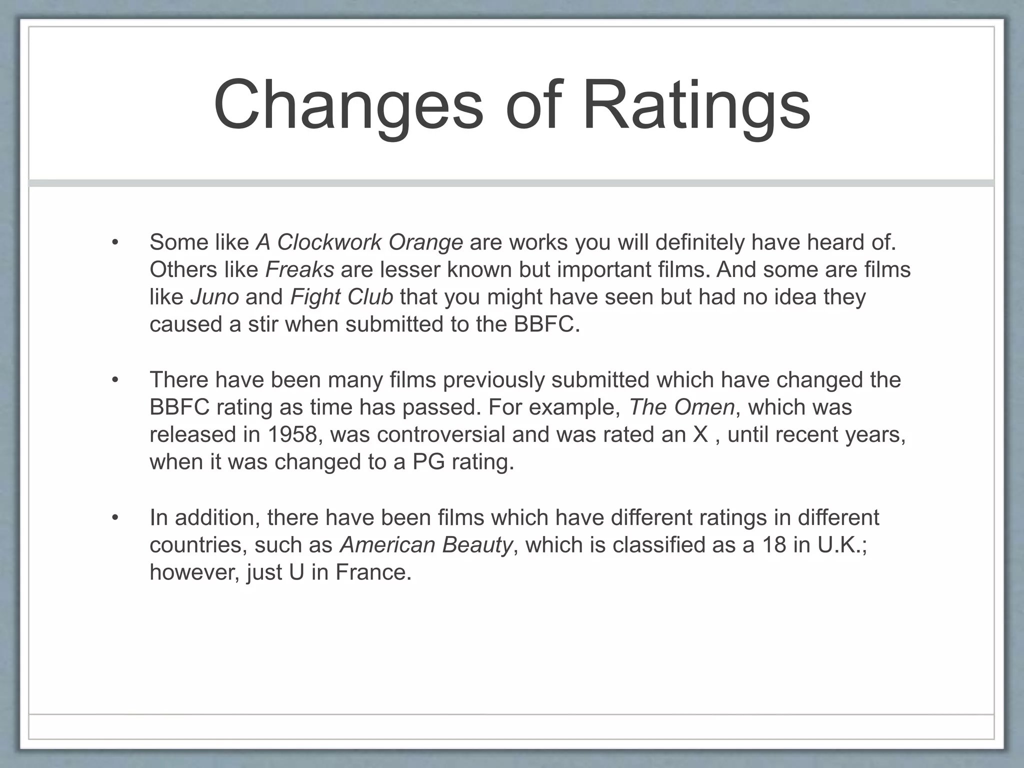 The role of the bbfc | PPTX | Entertainment