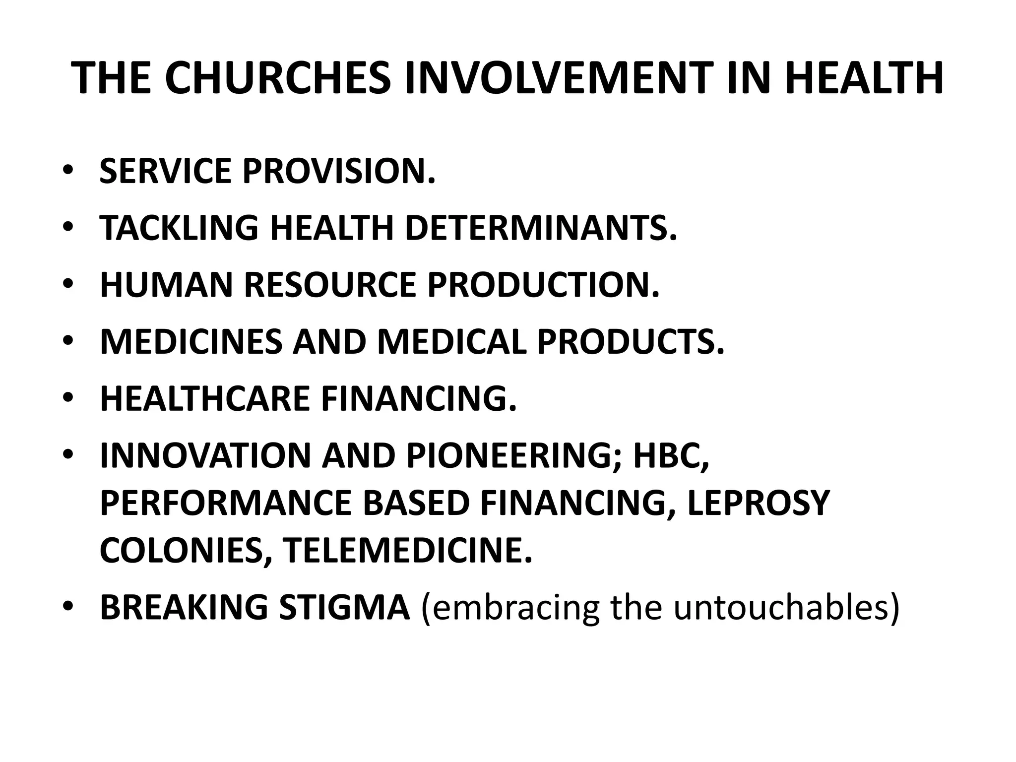 The role of the church in health | PDF
