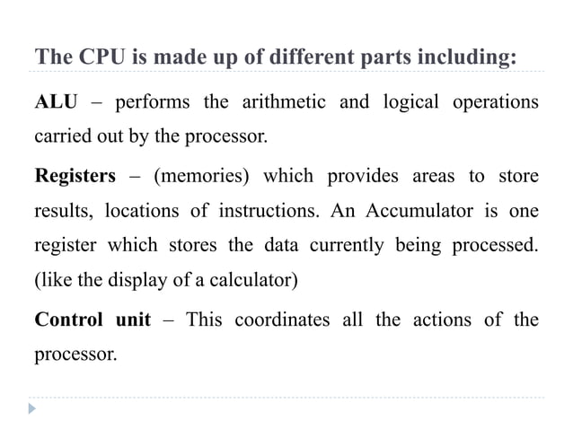 The role of the cpu in the operation | PPT