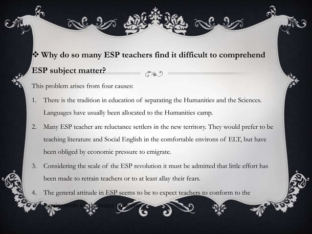 ESP The role of the esp teacher : orientation | PPTX | Professional ...