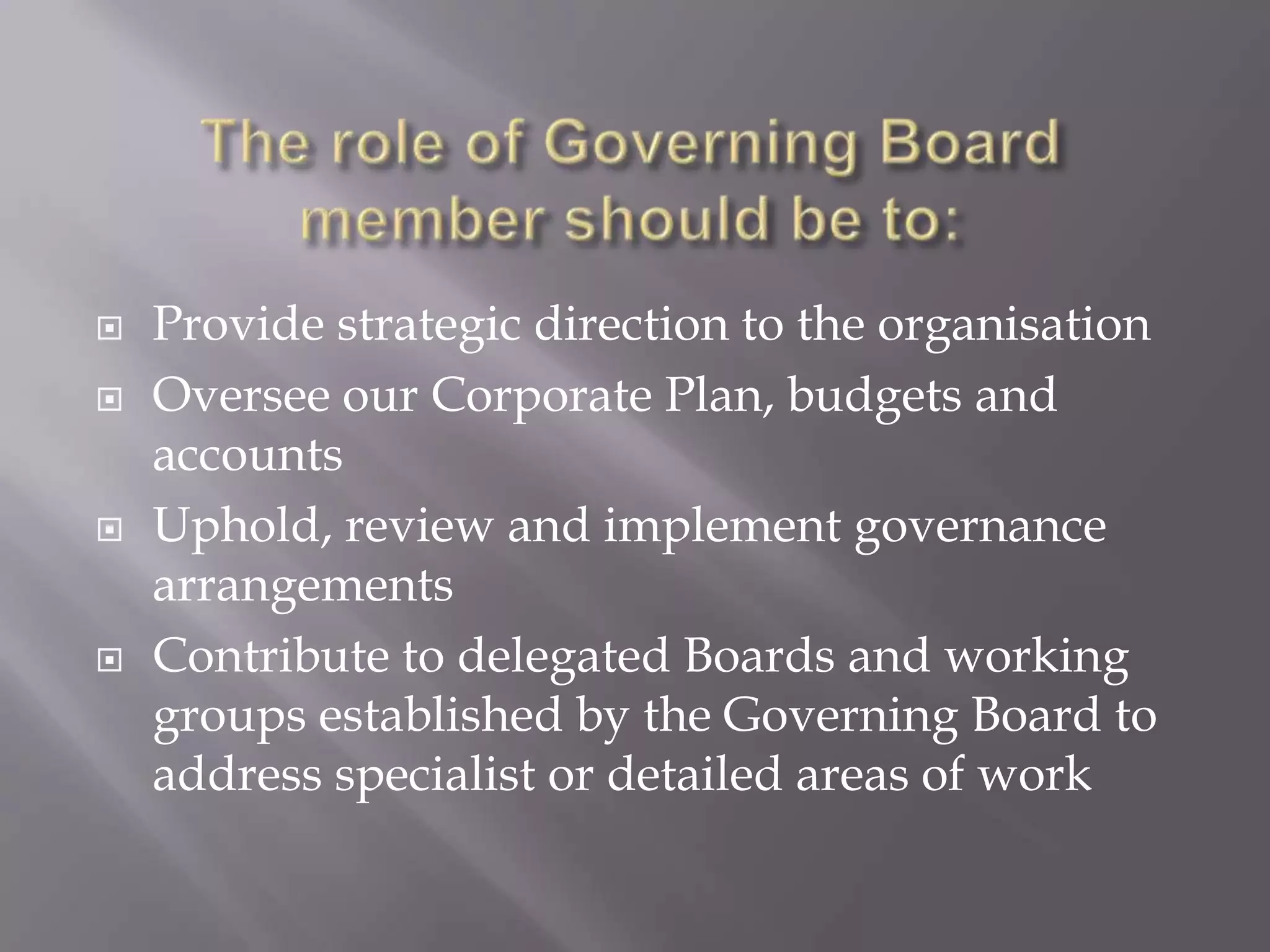 The role of the governing board | PPTX