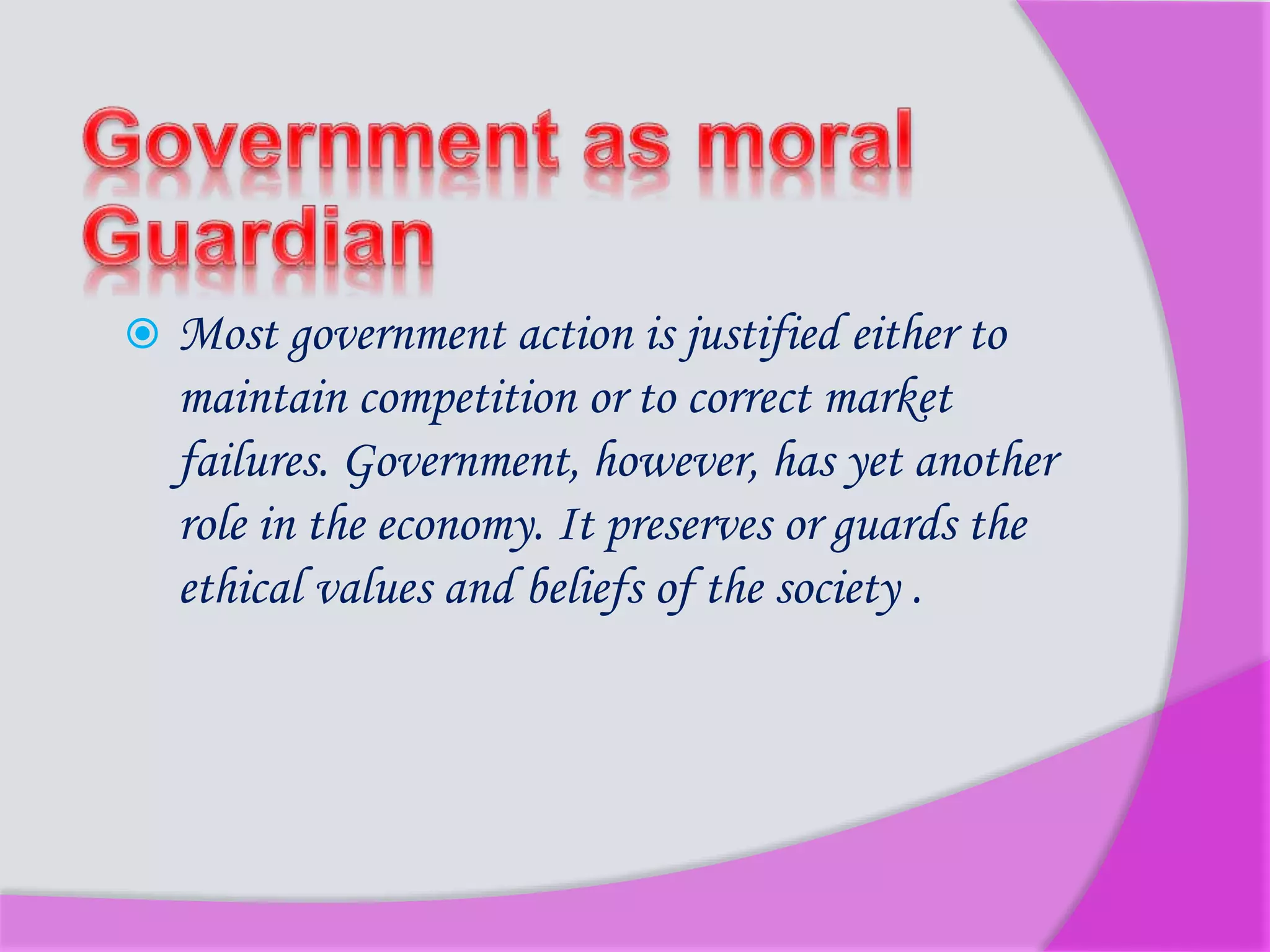 The role of the government in the economy | PPTX