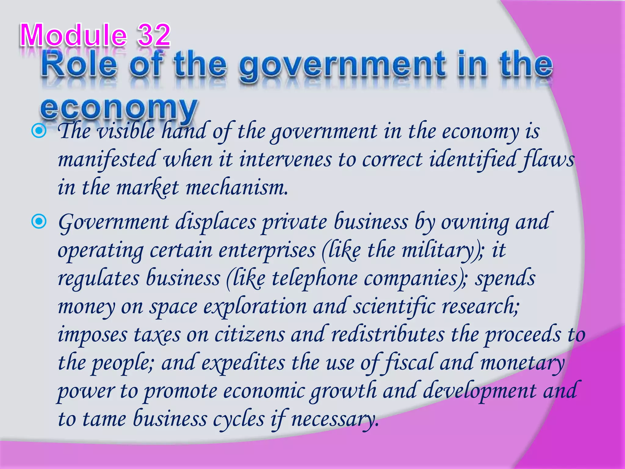 The role of the government in the economy | PPTX