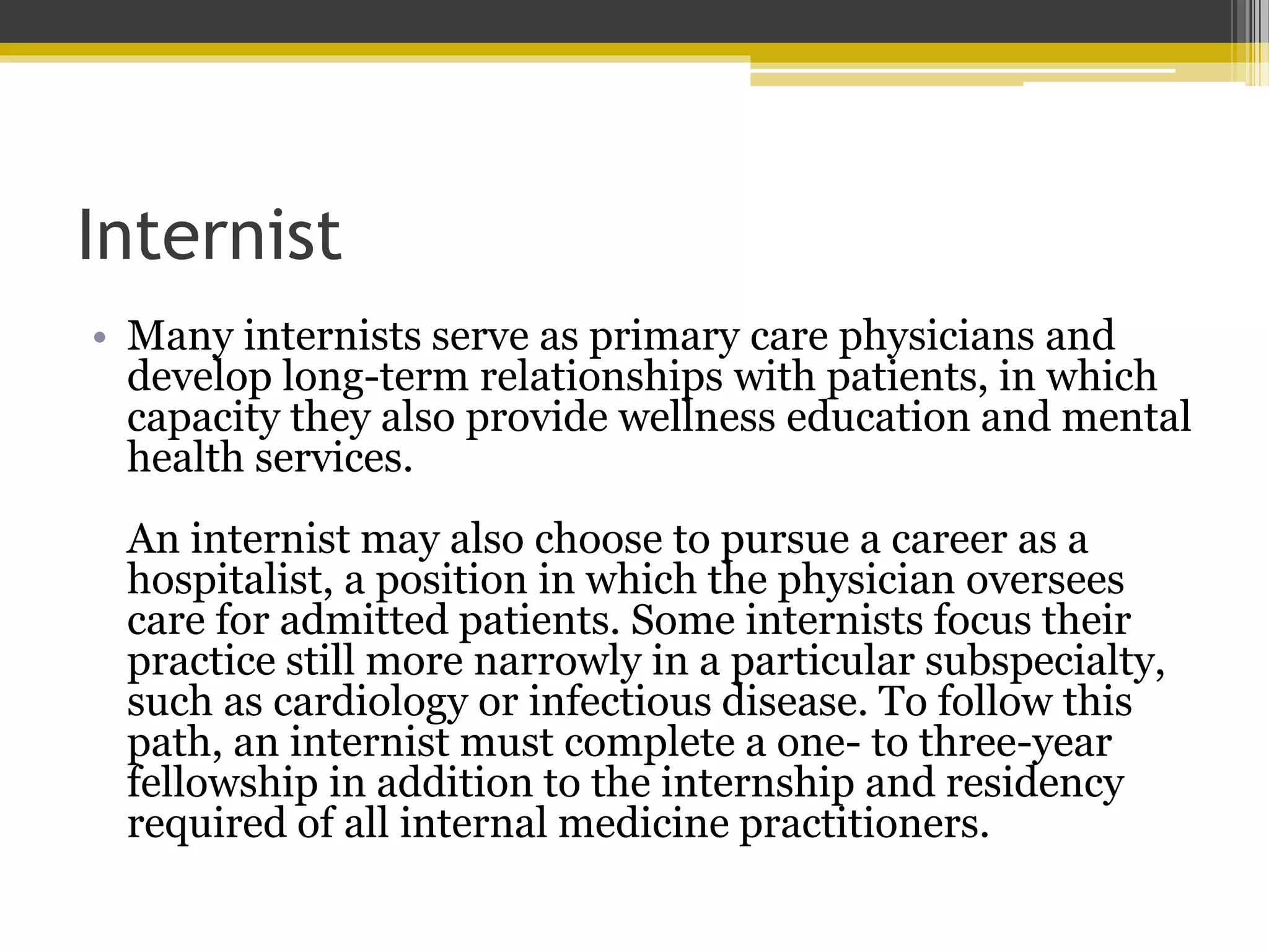 The Role of the Internist | PPTX