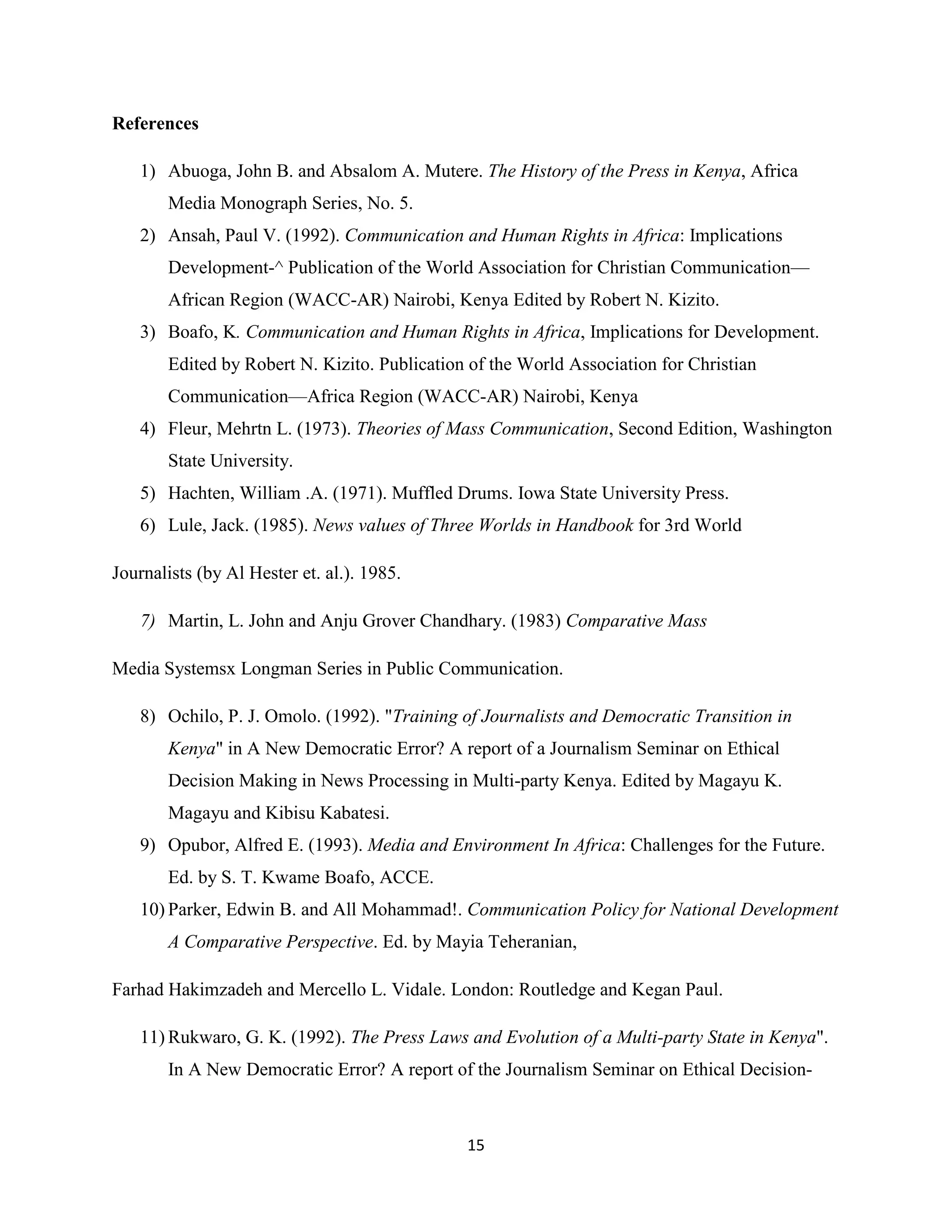 The role of the media in kenya | DOCX