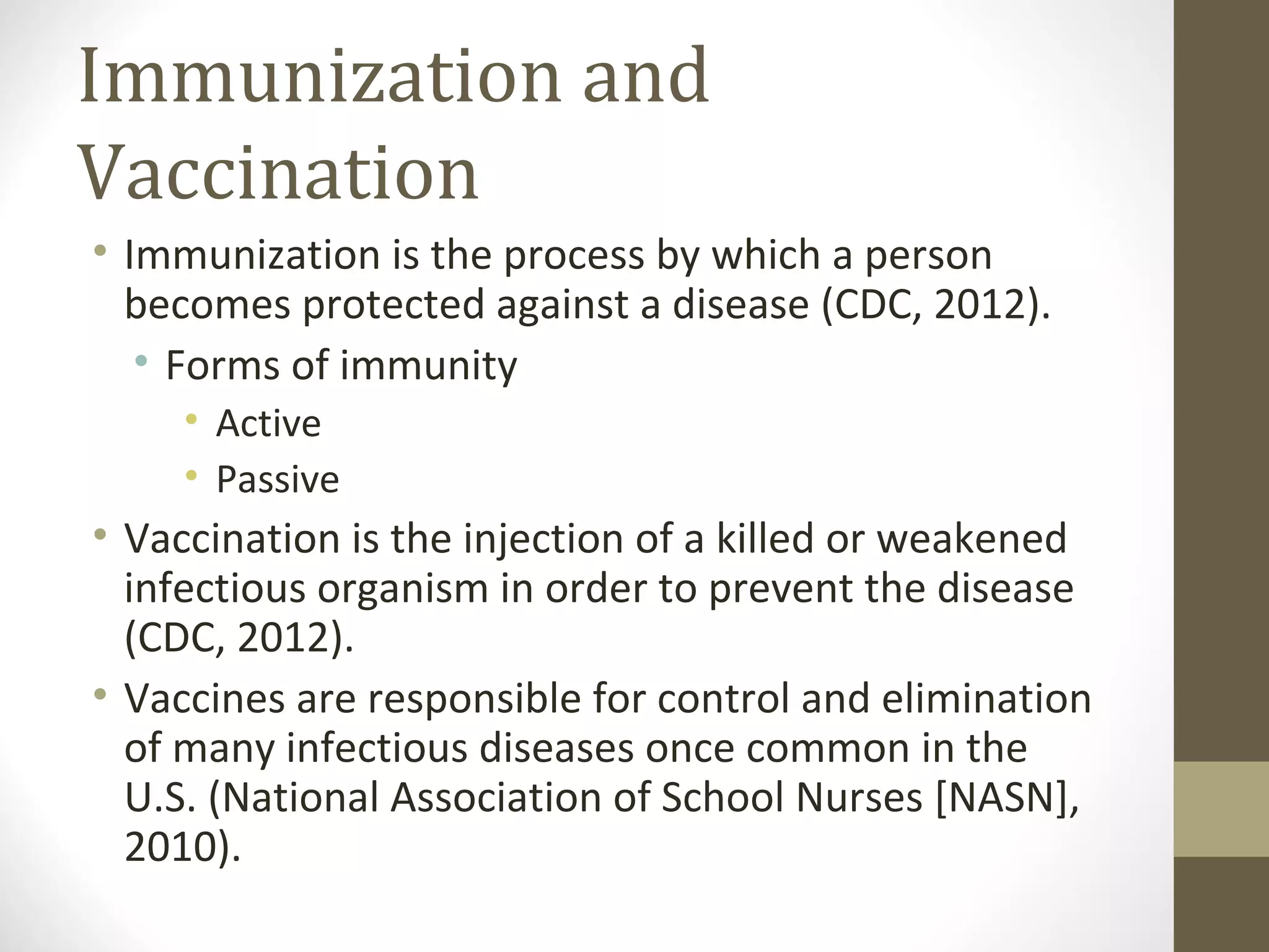 The role of the nurse in public health safety: Immunization | PPT
