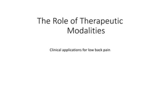 application of physical therapy in low back pain | PPT