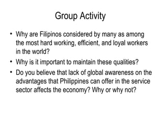 GRADE 10 THE ROLE OF SERVICE SECTOR | PPT