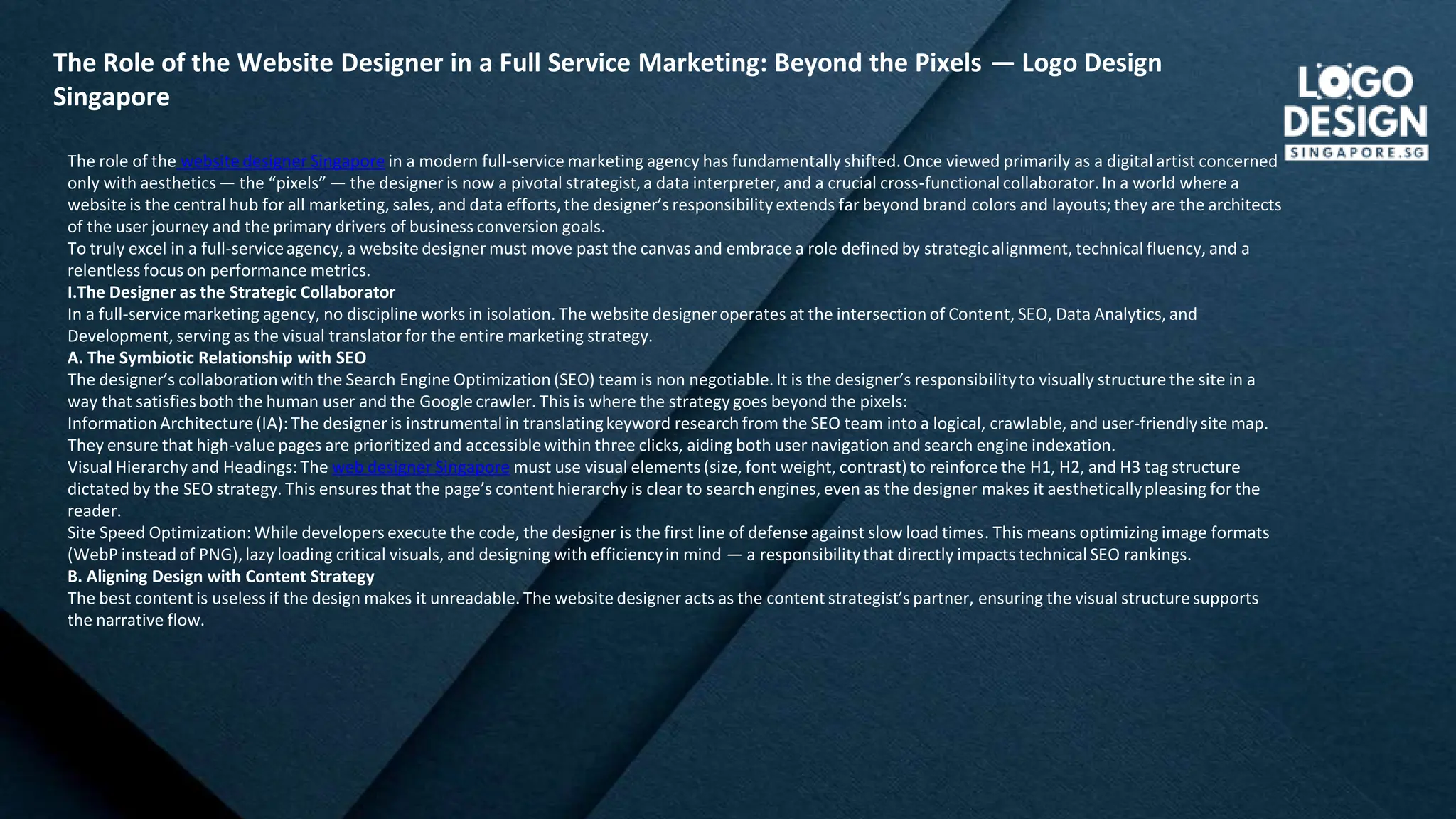The Role of the Website Designer in a Full Service Marketing Beyond the ...