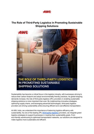 The Role of Third-Party Logistics in Promoting Sustainable Shipping ...