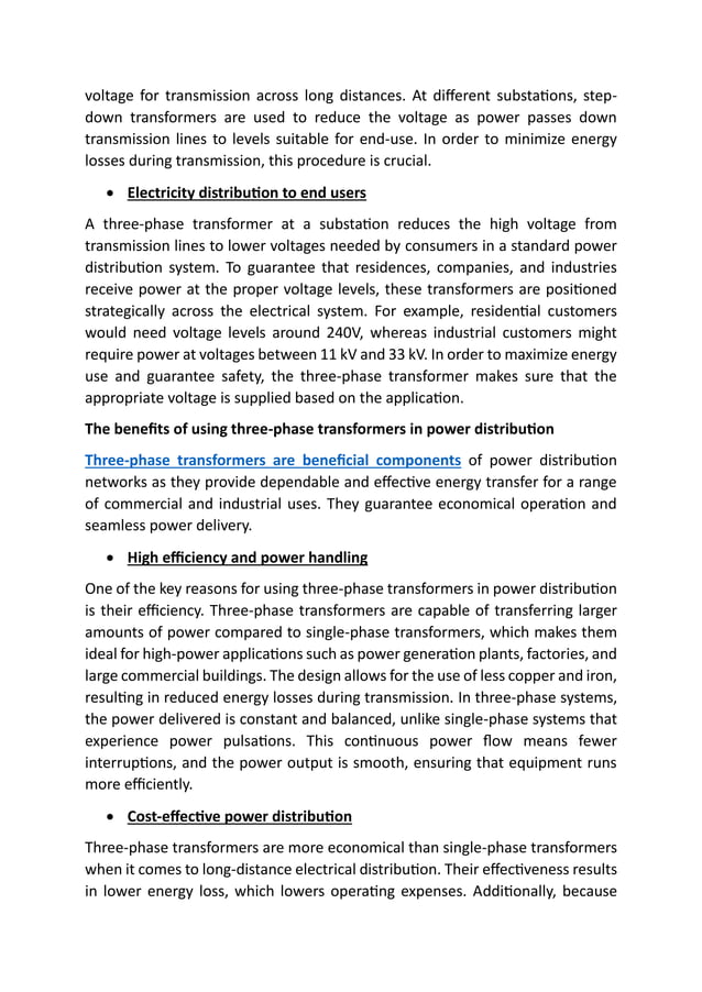 The Role Of Three Phase Transformers In Power Distribution Pdf