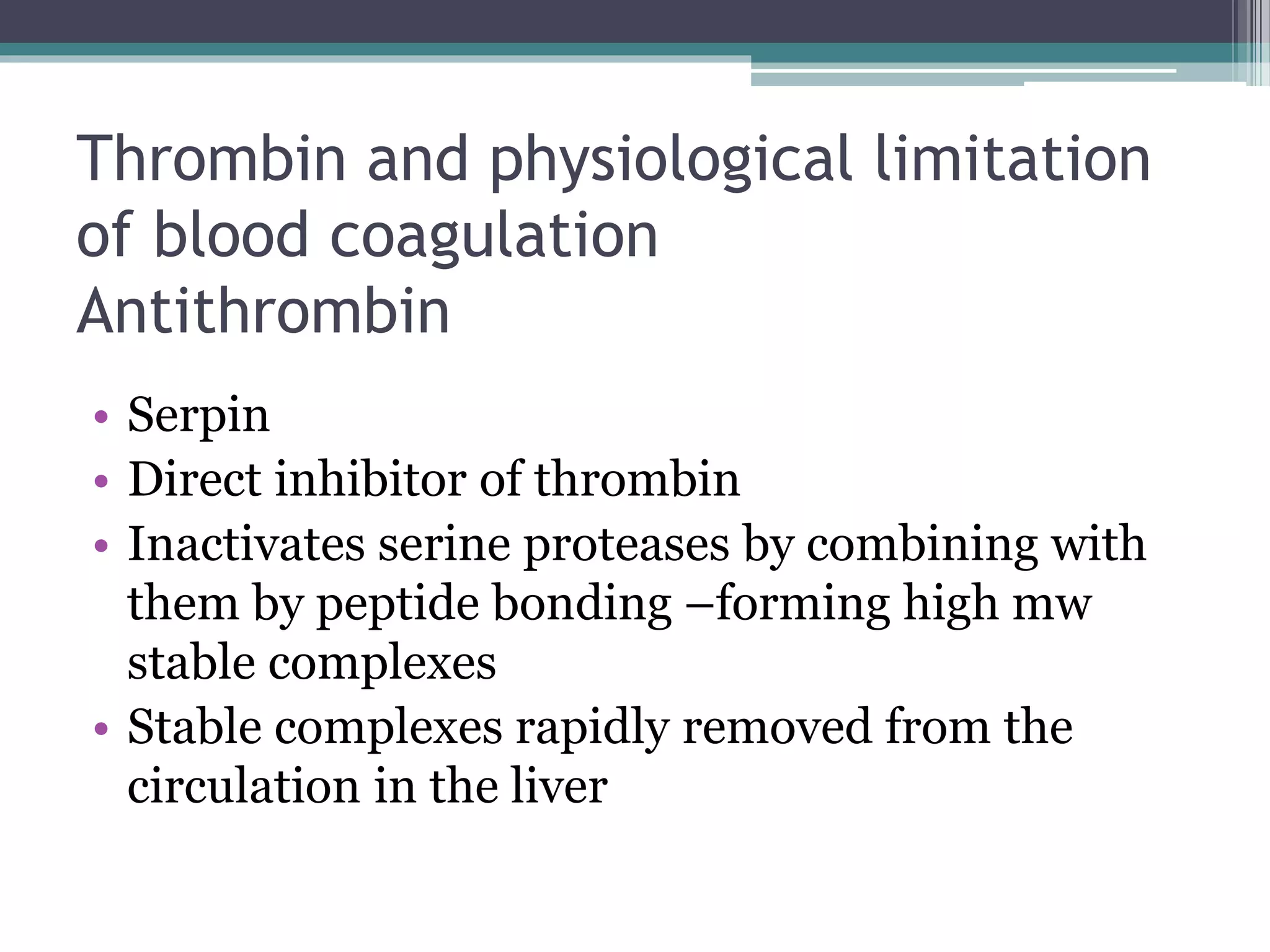 The role of thrombin in coagulation | PPTX
