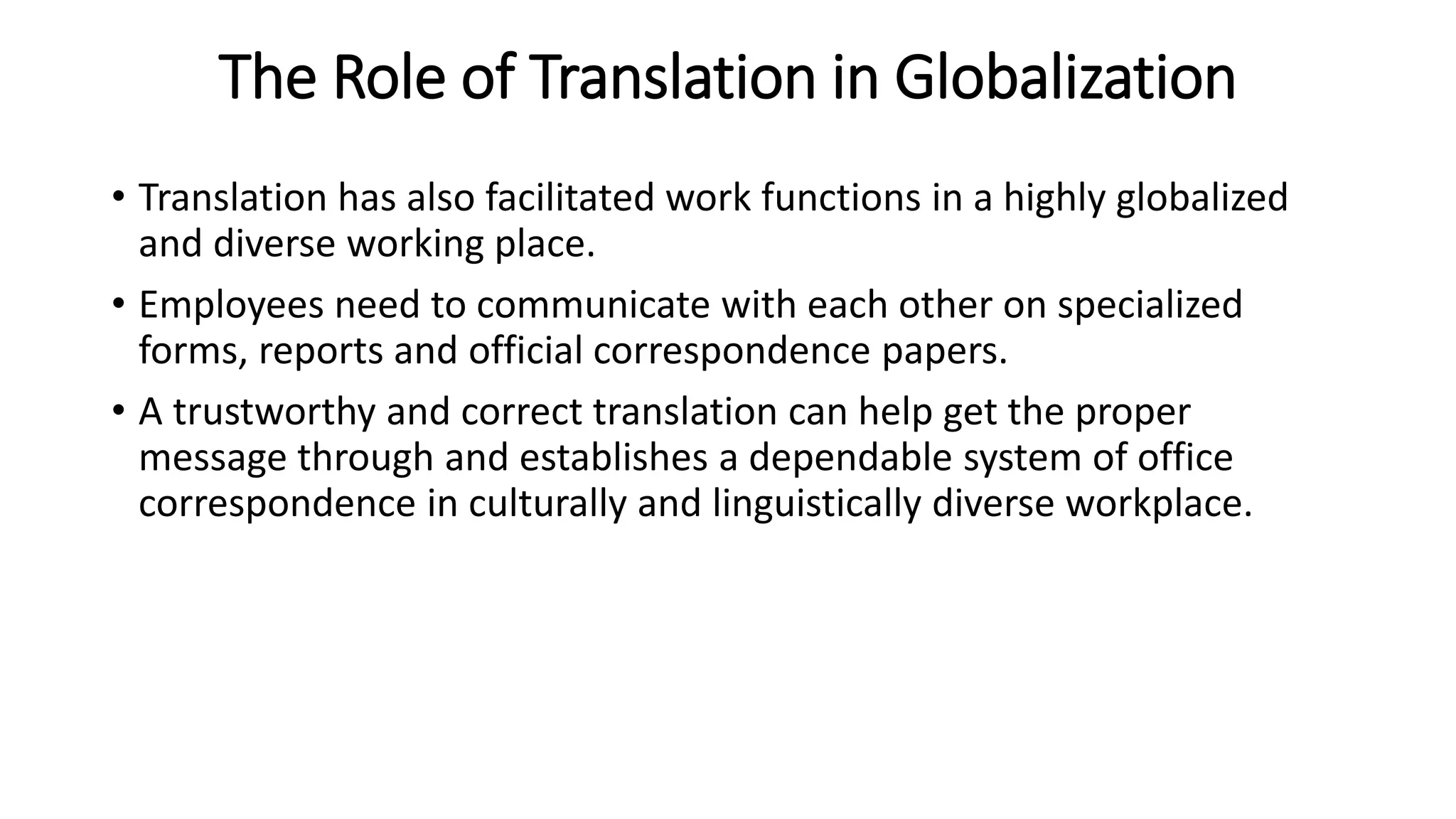 The role of translation in globalization | PPTX