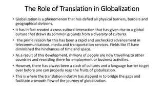 The role of translation in globalization | PPTX