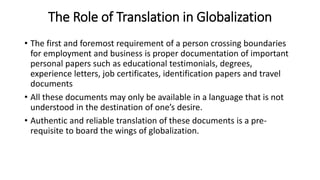 The role of translation in globalization | PPTX