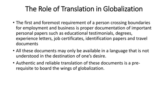 The role of translation in globalization | PPT