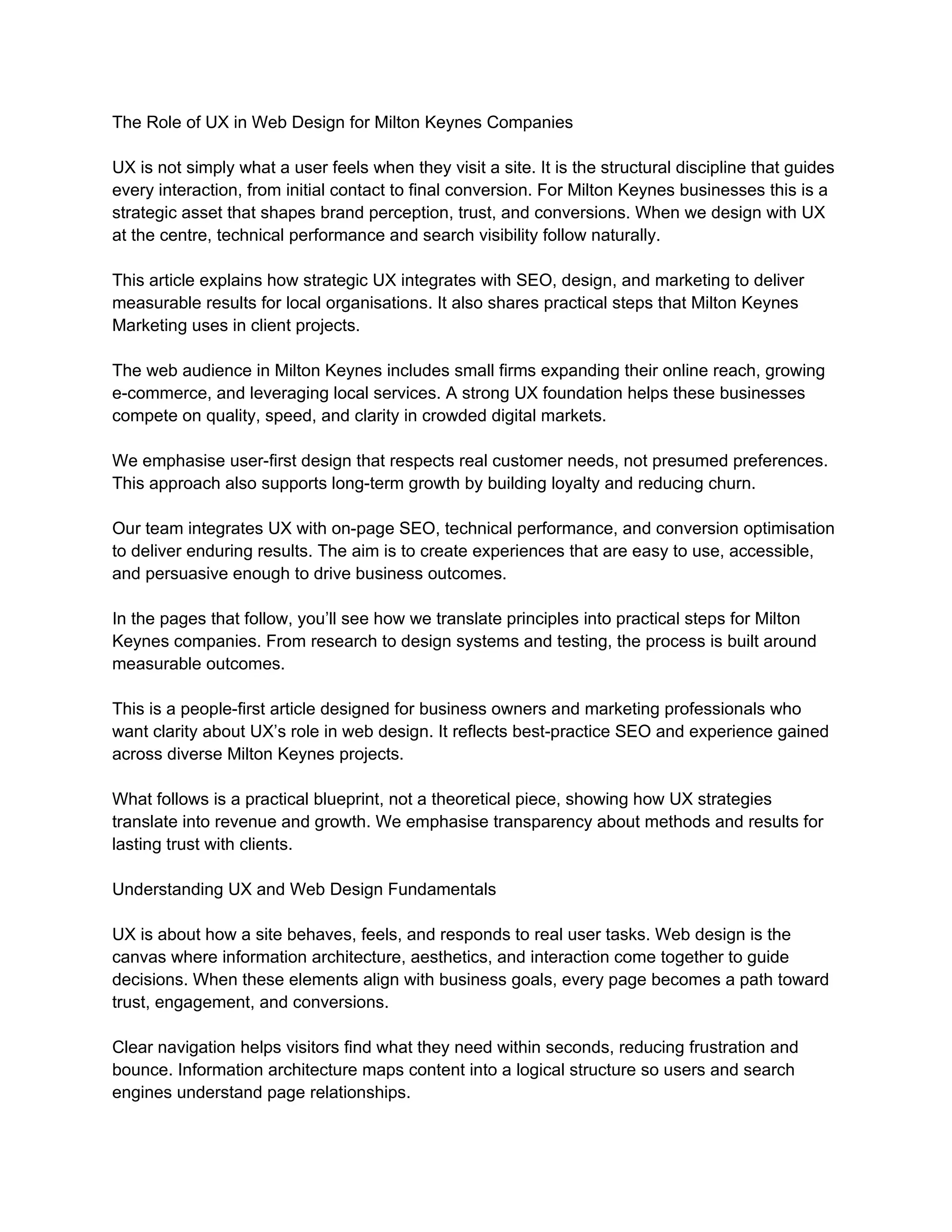 How Does UX Elevate Web Design for Milton Keynes Businesses? | DOCX