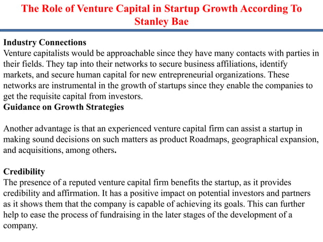 The Role of Venture Capital in Startup Growth According To Stanley Bae.pptx