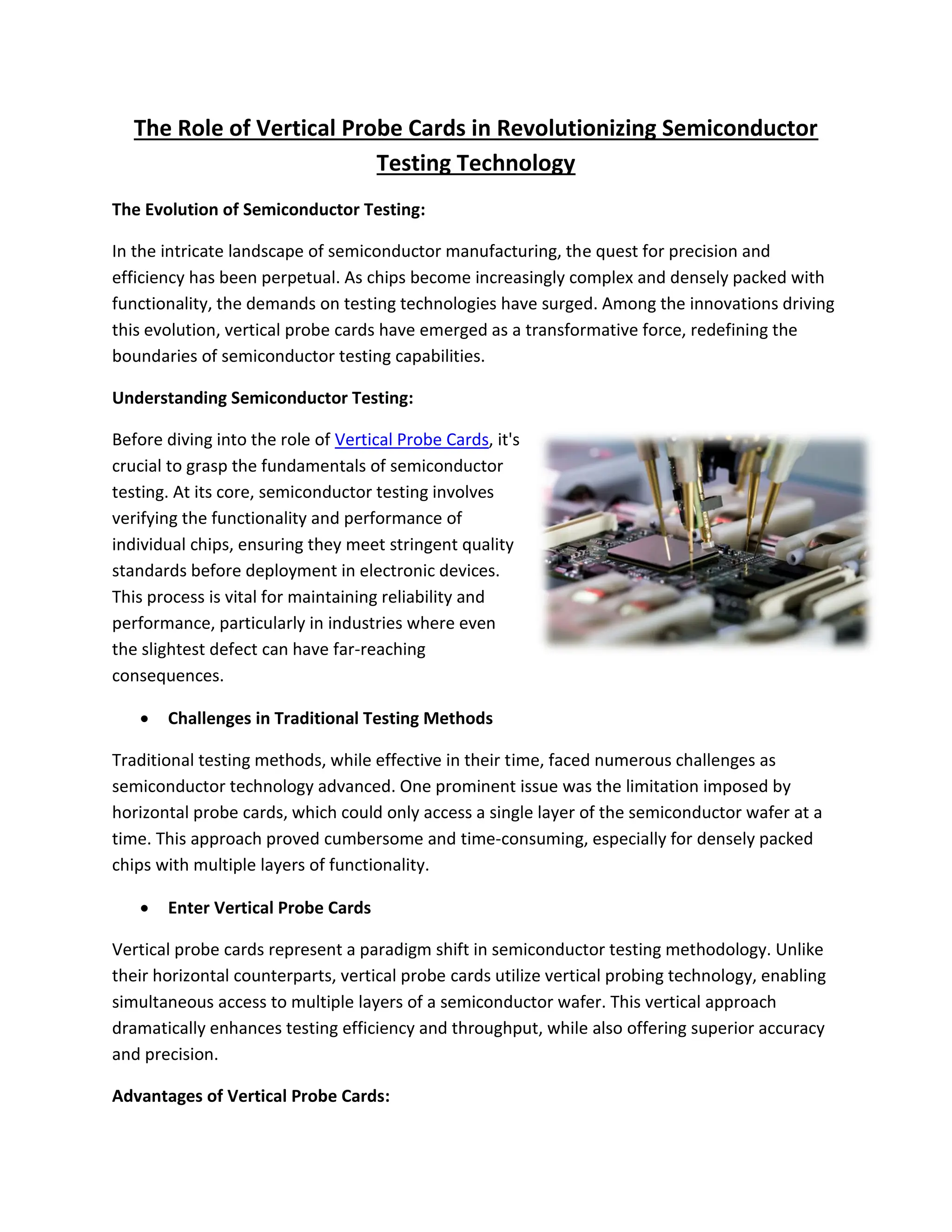 The Role of Vertical Probe Cards in Revolutionizing Semiconductor ...
